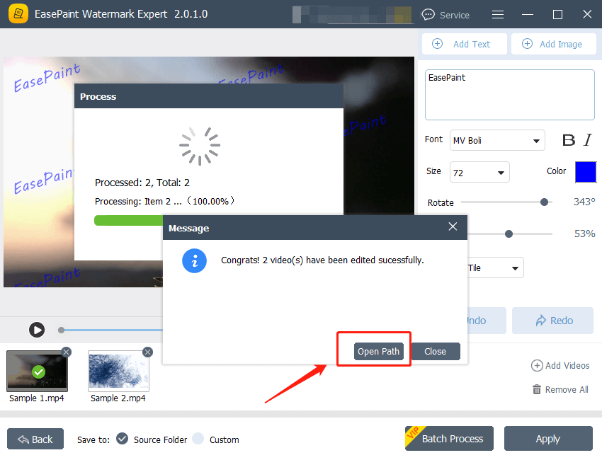 How to Batch Add Text Watermark to Video? - EasePaint Watermark Expert